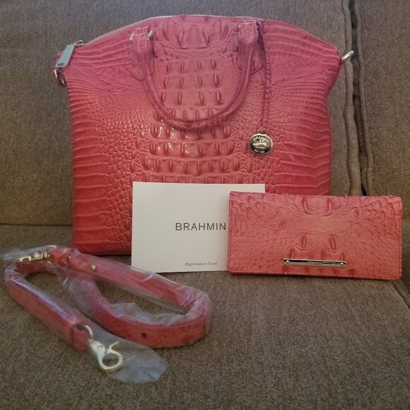 Brahmin | Bags | Brahmin Hot Pink Large Melbourne Satchel Matching ...